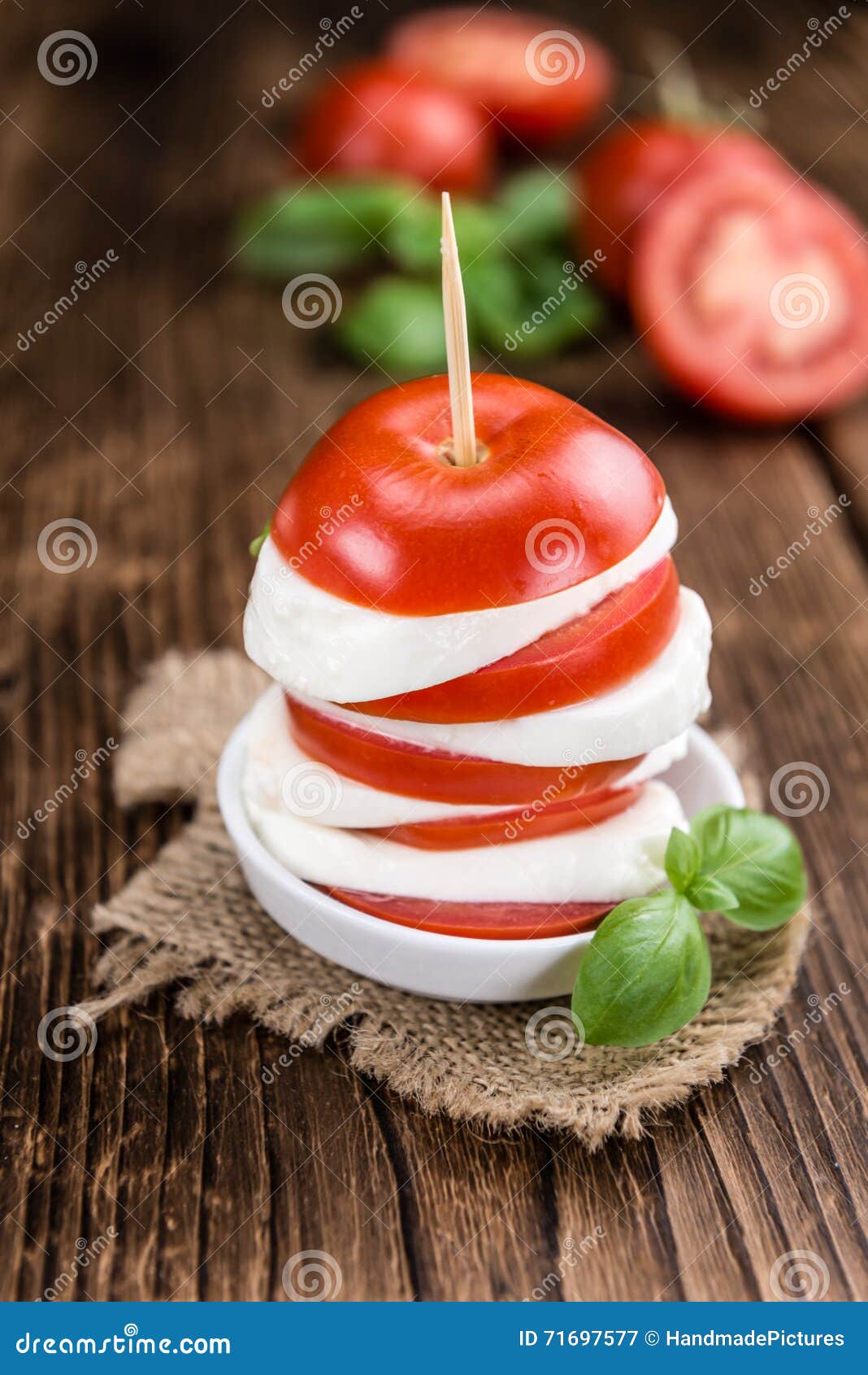 Portion of Mozzarella with Tomatoes Stock Image - Image of lunch, diet ...