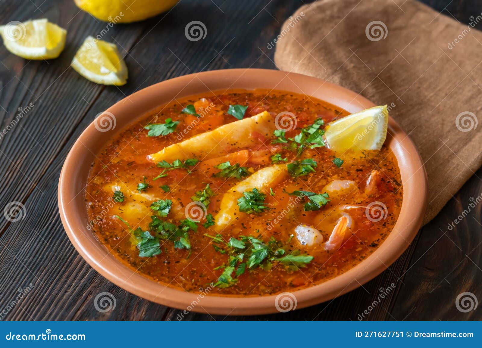 Portion os Psarosoupa stock image. Image of orange, shrimp - 271627751