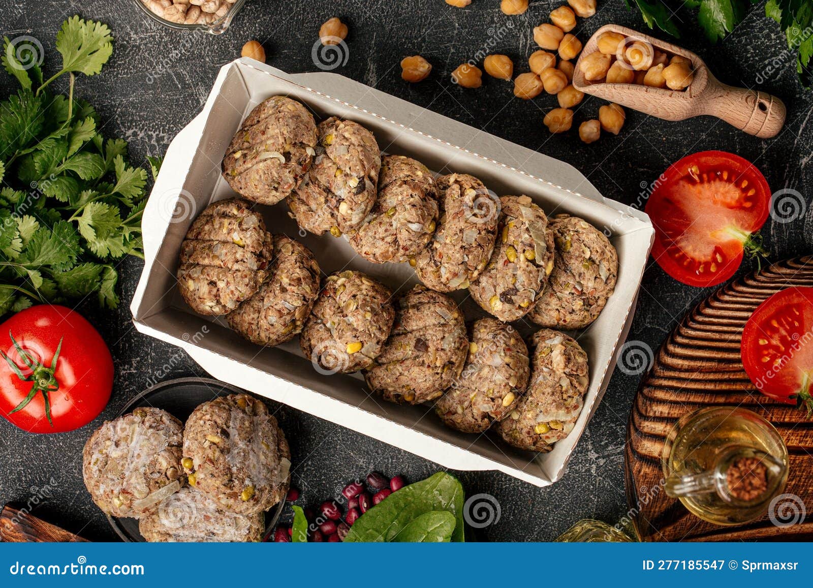 Portion of Packed Vegetarian Cutlets in Box Stock Image - Image of ...