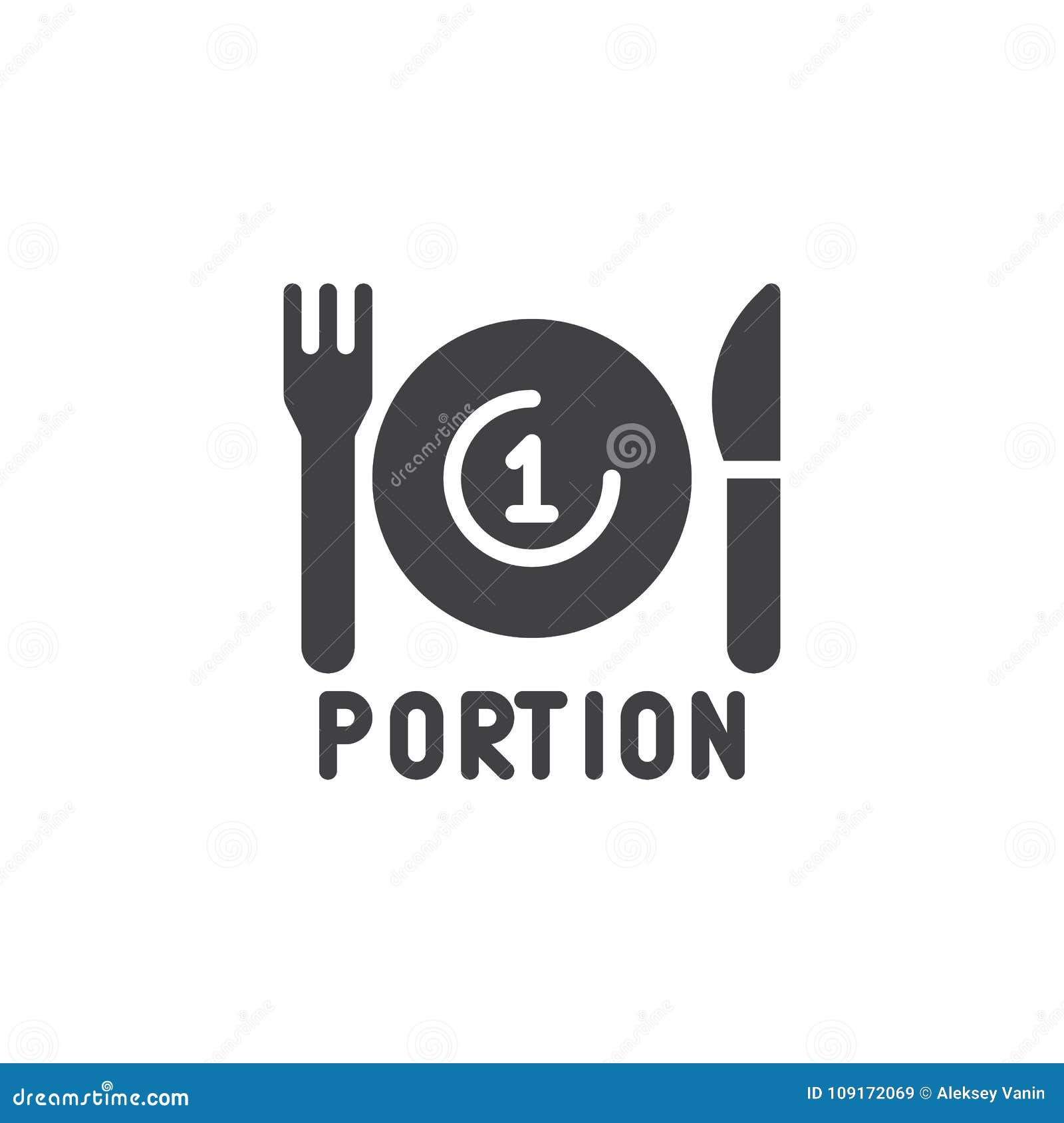 Portion Plate With Fork And Knife Icon Vector | CartoonDealer.com ...