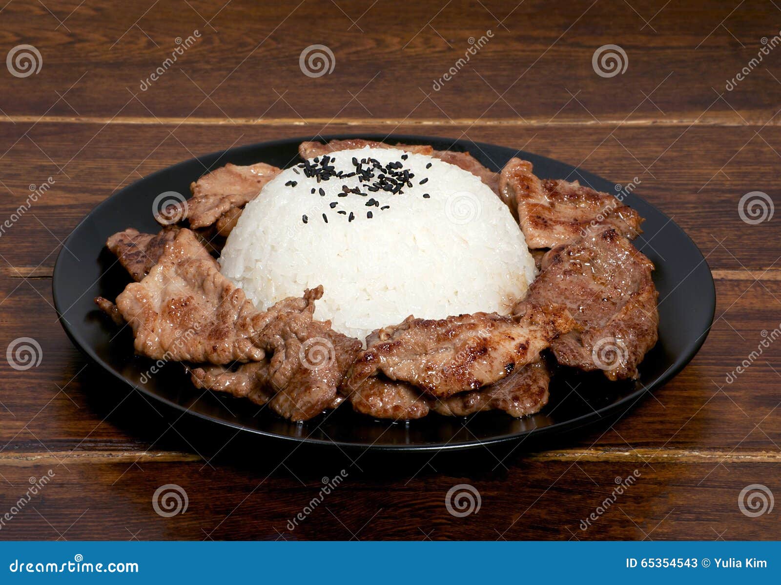 Portion of Rice with Meat on the Plate Stock Image - Image of chinese ...