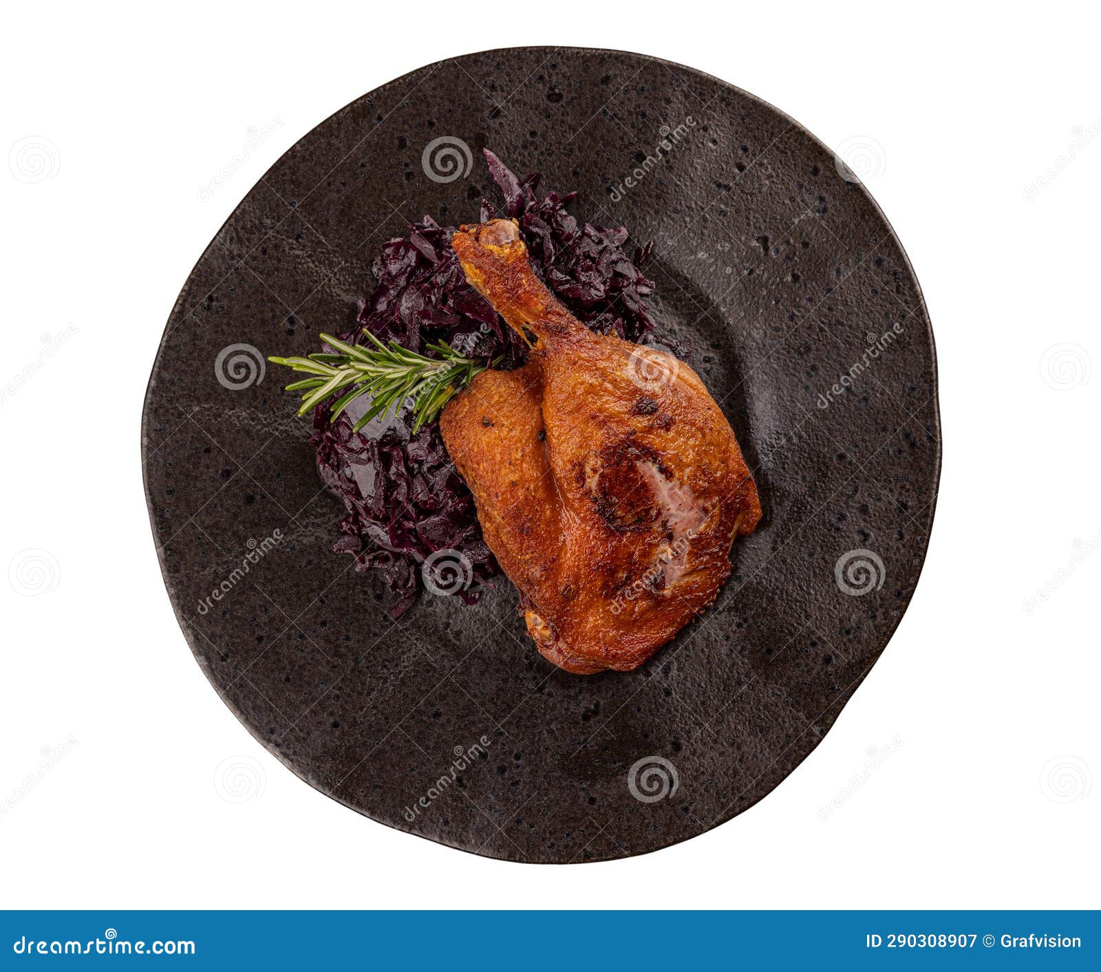 Portion of roast duck leg stock image. Image of menu - 290308907