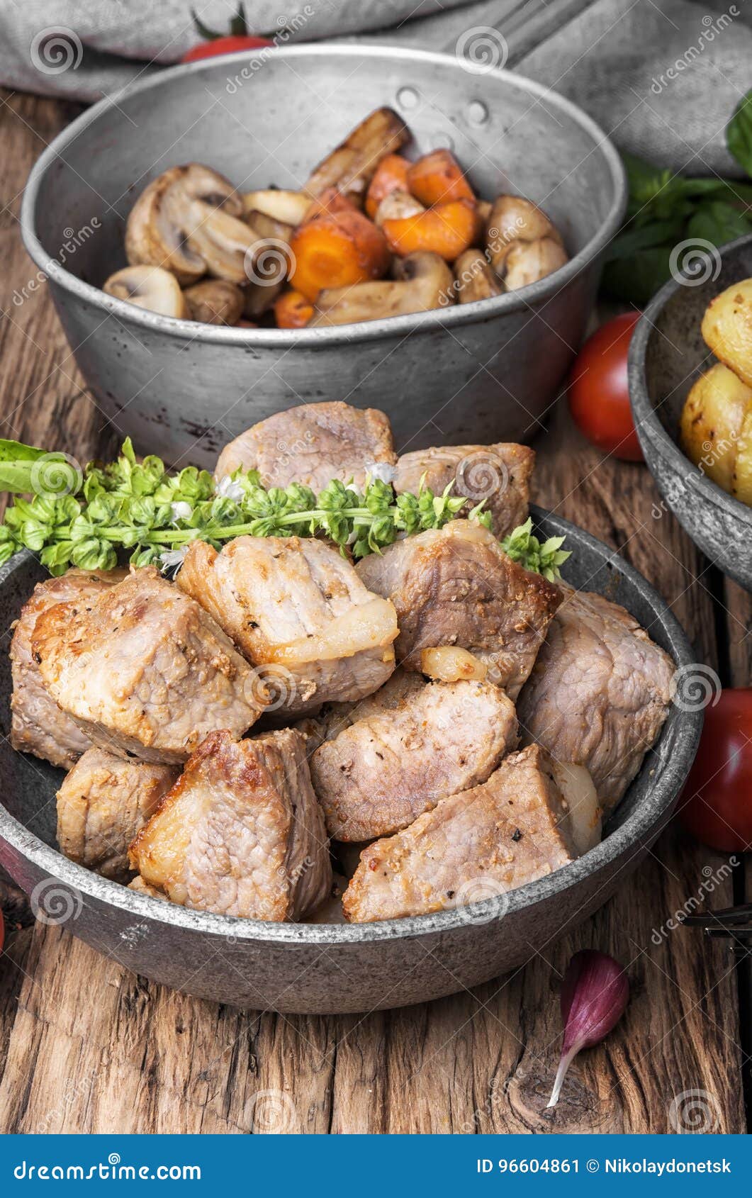 Portion roast pork meat stock image. Image of pepper - 96604861