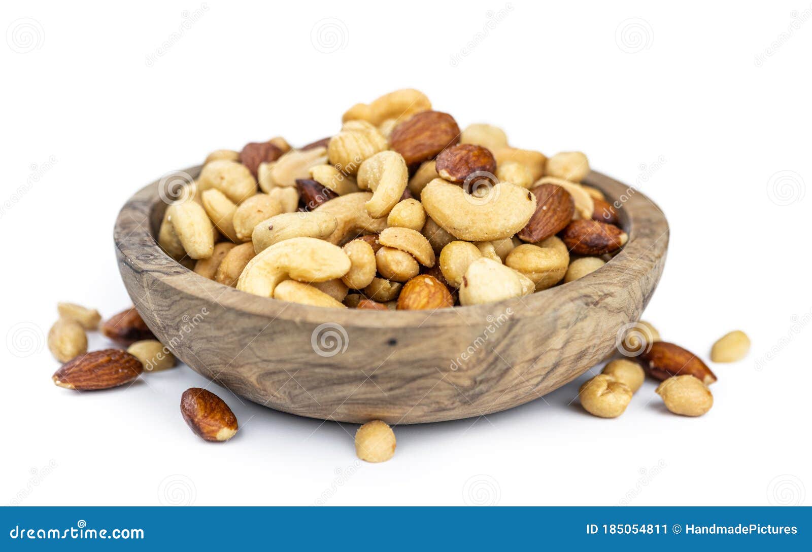 Portion of Roasted Nuts Isolated on White Close Up; Selective Focus ...