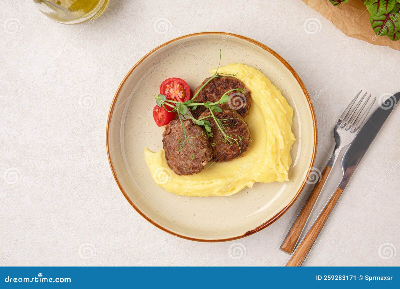 Portion of Russian Beef Cutlets with Mashed Potato Stock Image - Image ...