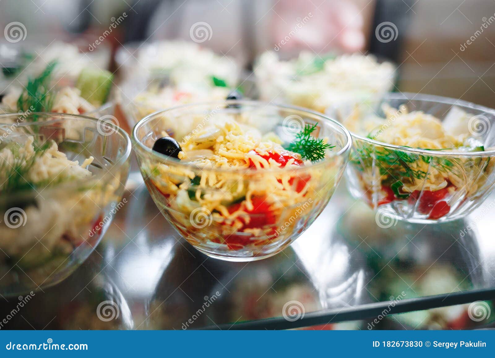 A Portion of Salad is on Display in the Public Dining Room. a Light and ...