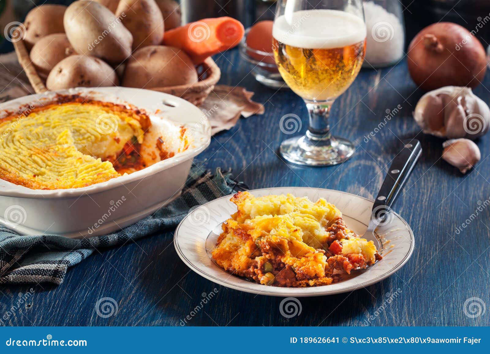 Portion of Shepherd`s Pie or Cottage Pie on a Plate Stock Image - Image ...