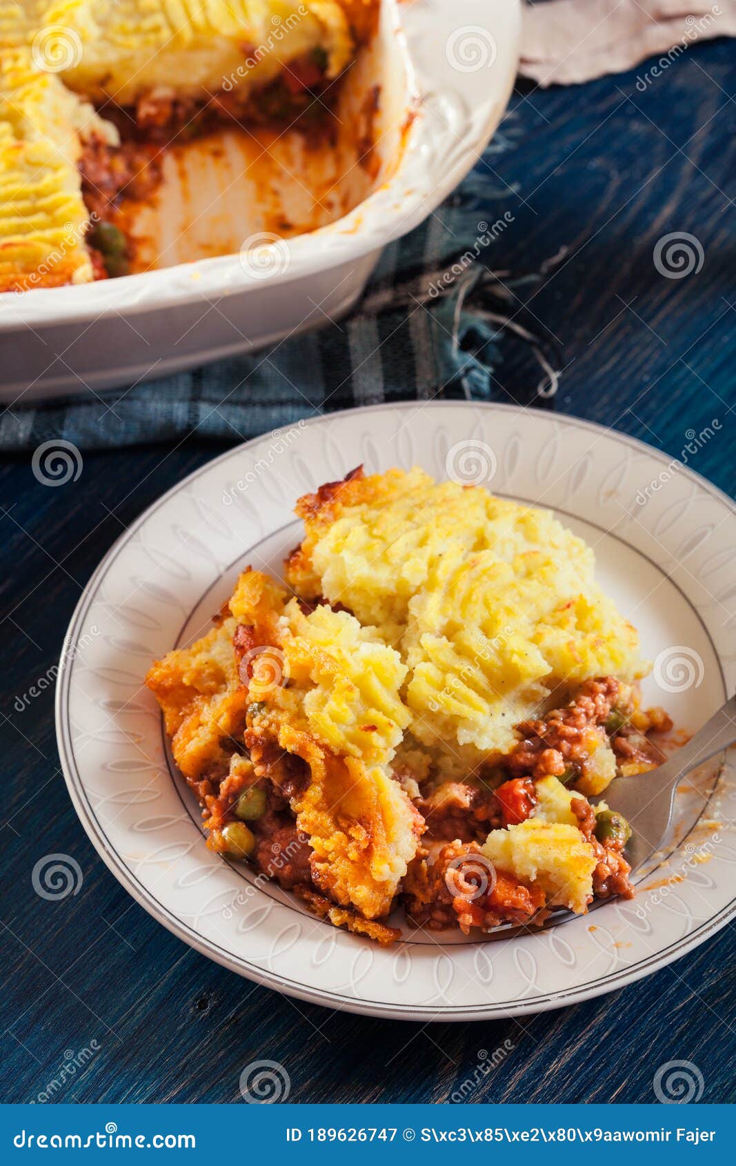 Portion of Shepherd`s Pie or Cottage Pie on a Plate Stock Image - Image ...