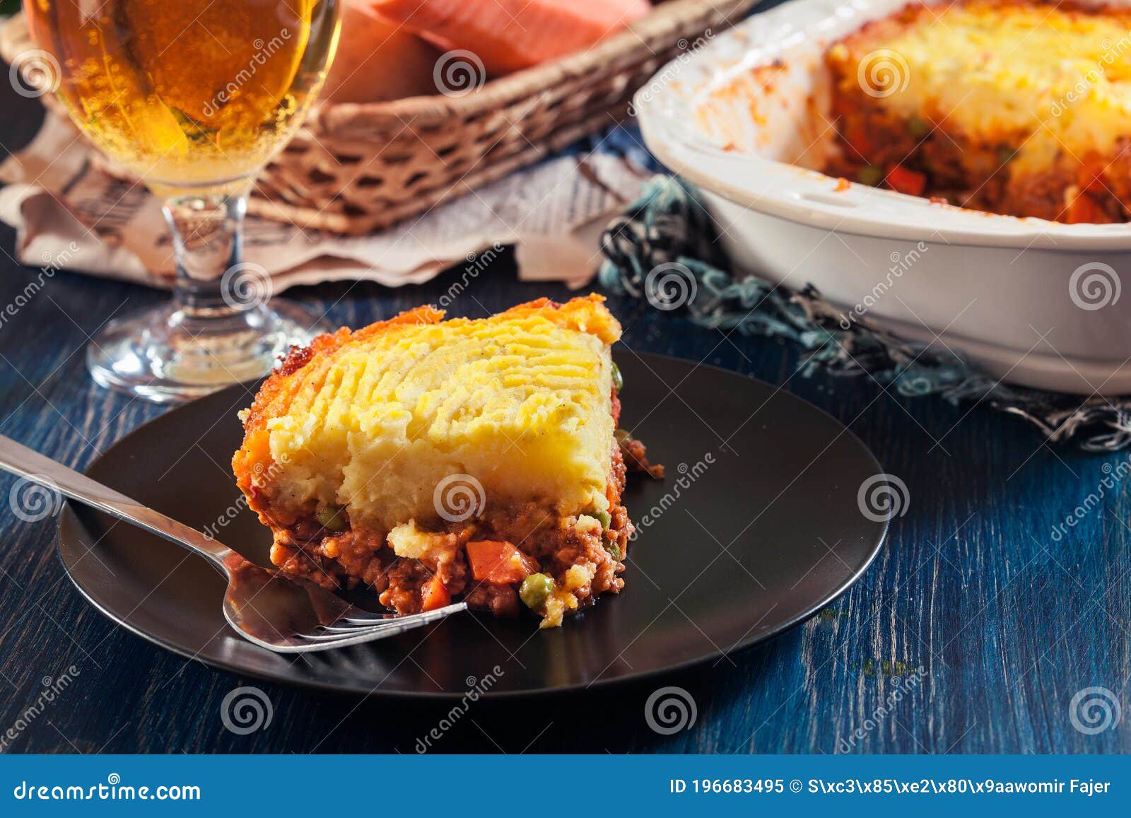 Portion of Shepherd`s Pie or Cottage Pie on a Plate Stock Image - Image ...