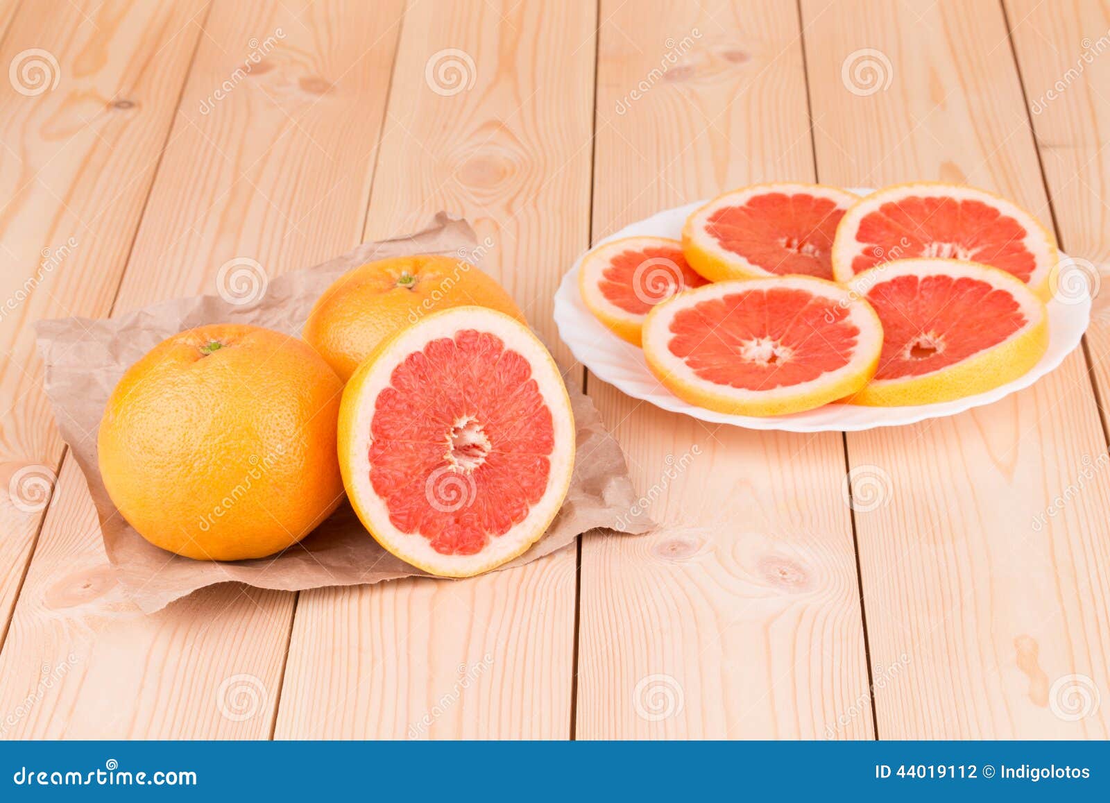 Portion of Sliced Grapefruit on Plate. Stock Photo - Image of diet ...