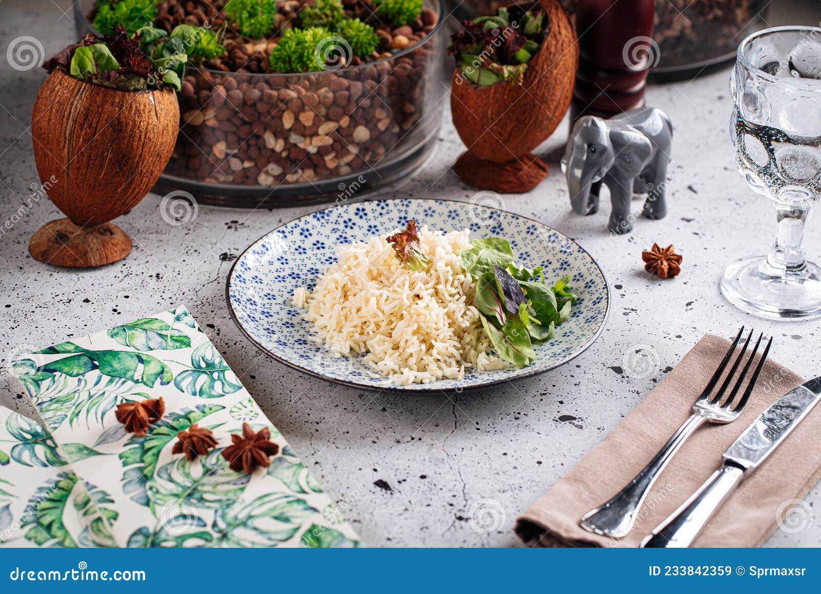 Portion of Steamed Rice Garnish Stock Image - Image of restaurant ...