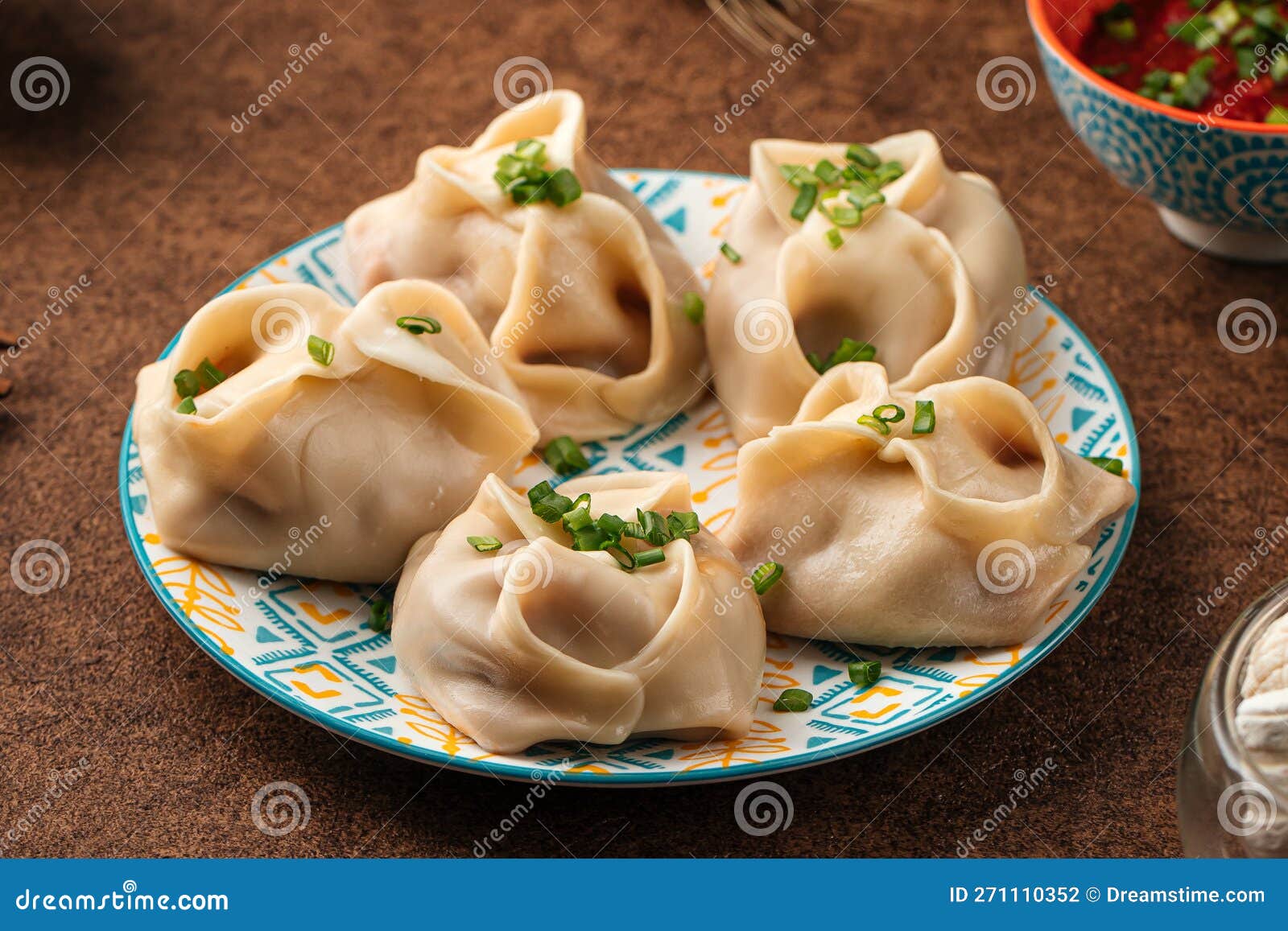 Portion of Steamed Tatar Manti Dumplings Stock Photo - Image of asian ...