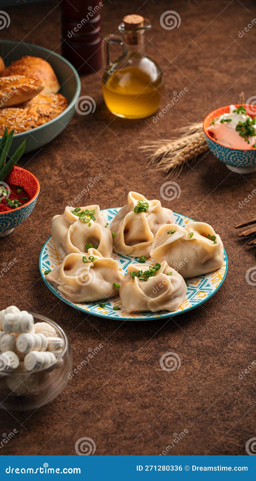 Portion of Steamed Tatar Manti Dumplings Stock Photo - Image of ...