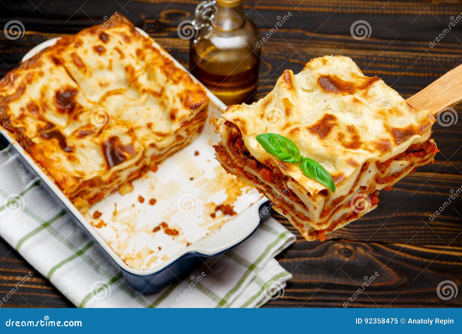 Portion of Tasty Lasagna on Spatula Stock Image - Image of cuisine ...