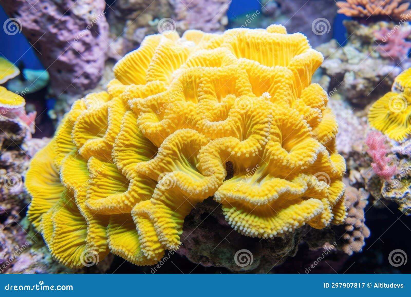 Portions of Yellow Brain Coral Polyps Close-up Stock Image - Image of ...