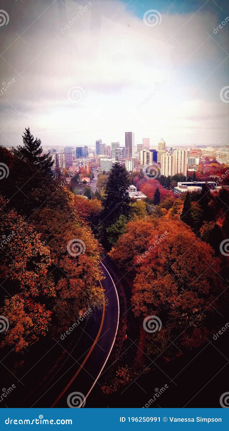 Portland Autumn Skyline stock image. Image of evening - 196250991