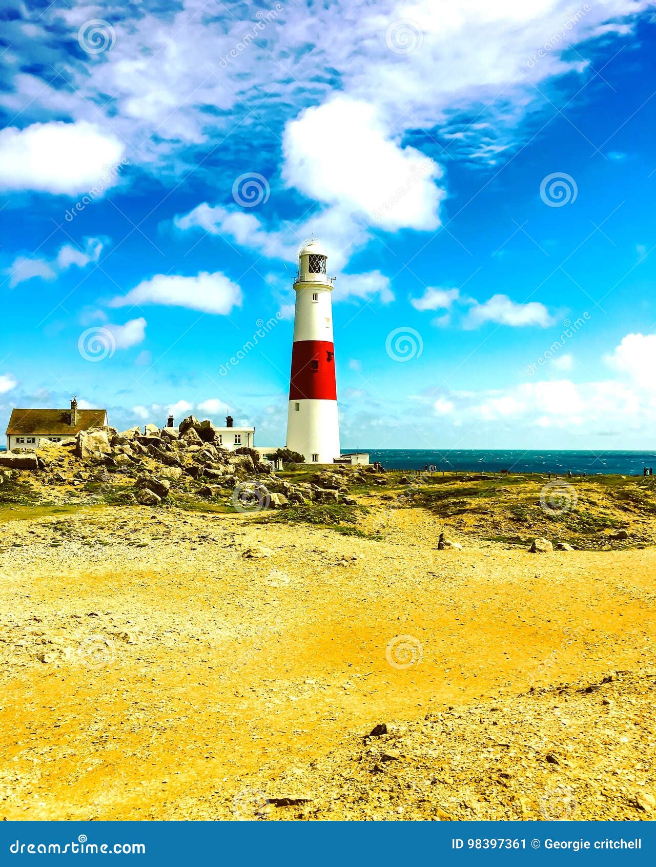 Portland bill lighthouse stock image. Image of bill, england - 98397361