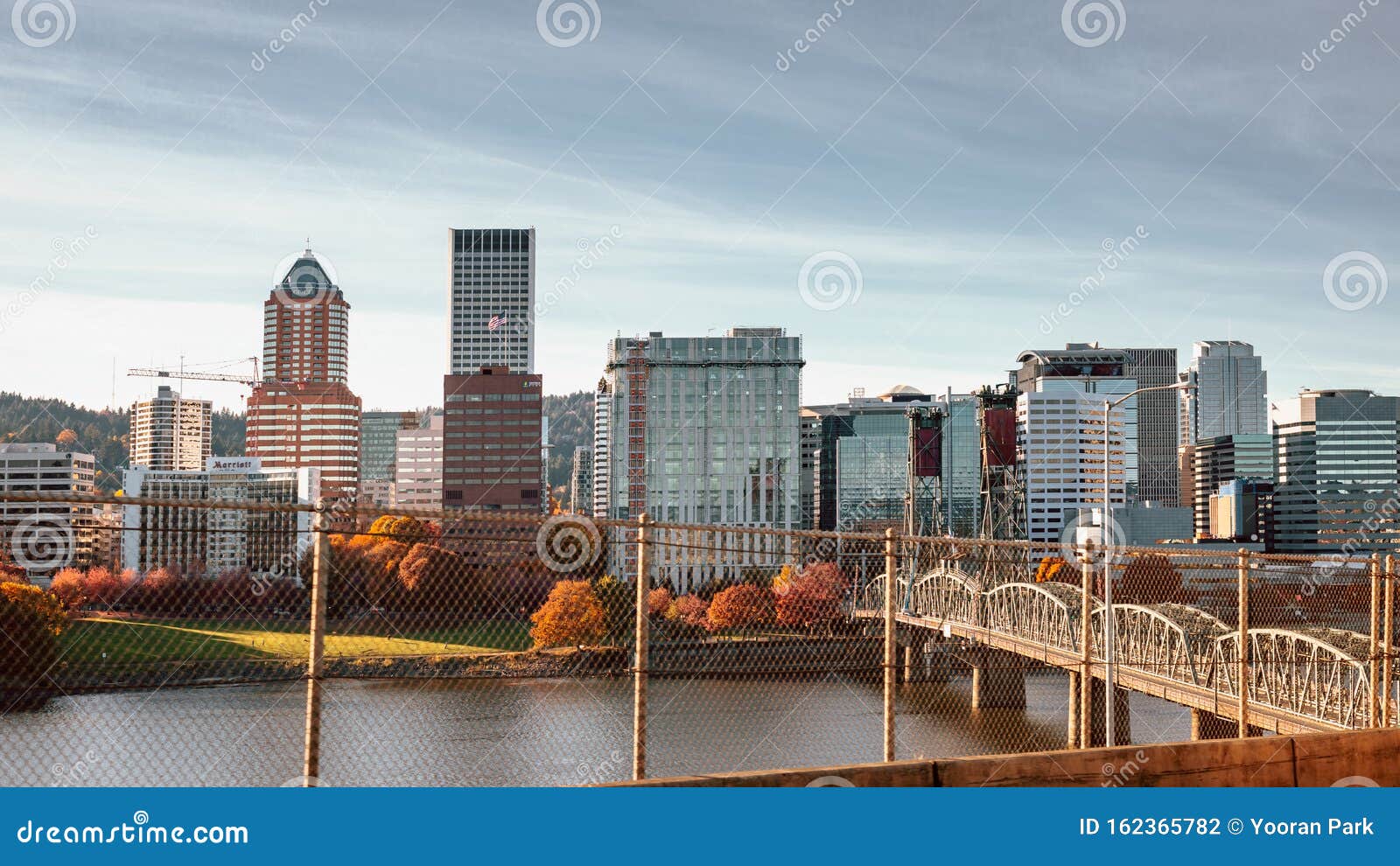 Portland Downtown Skyline View from Highway in Oregon State Editorial ...