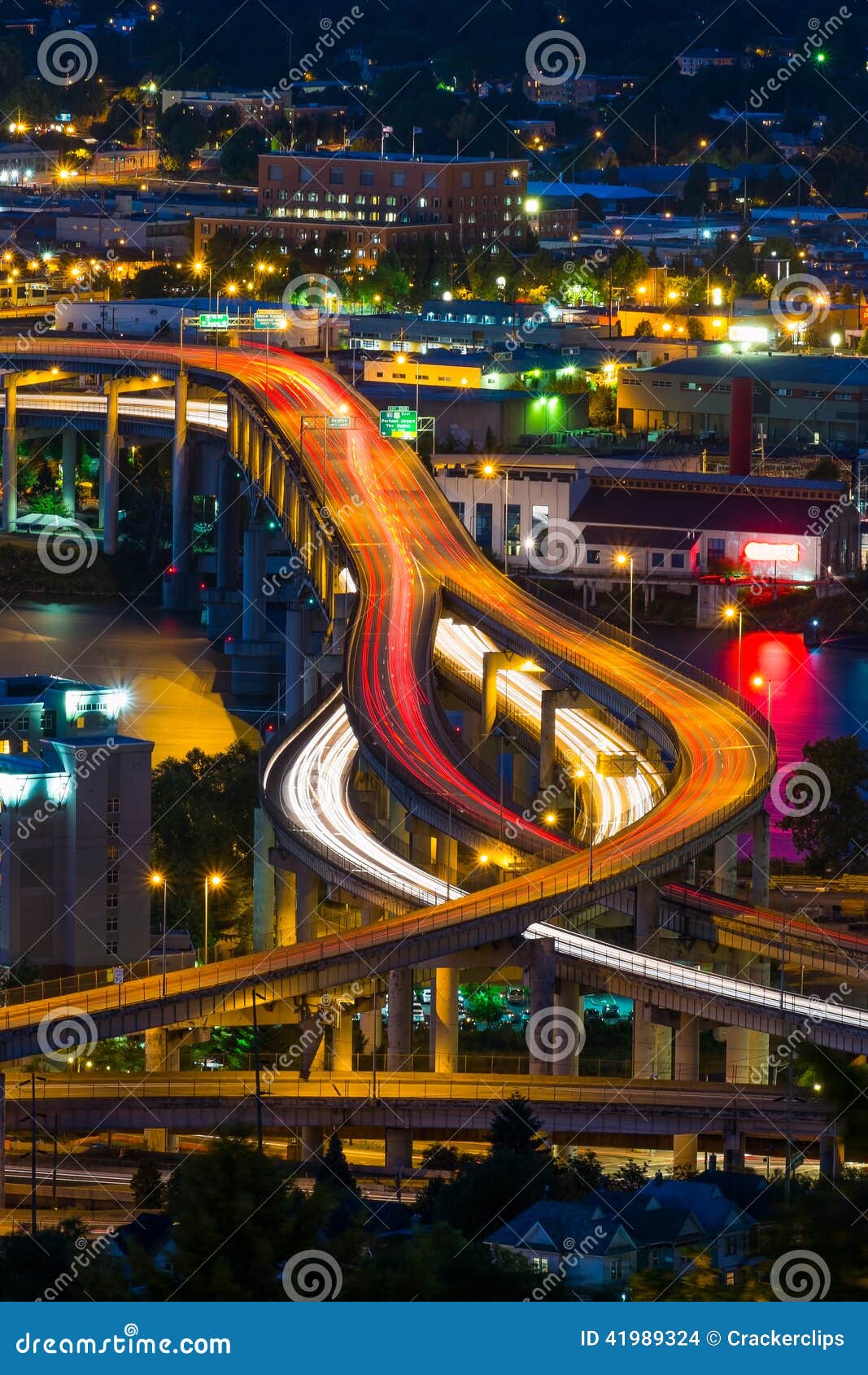 Portland Freeway at Night stock photo. Image of outdoors - 41989324