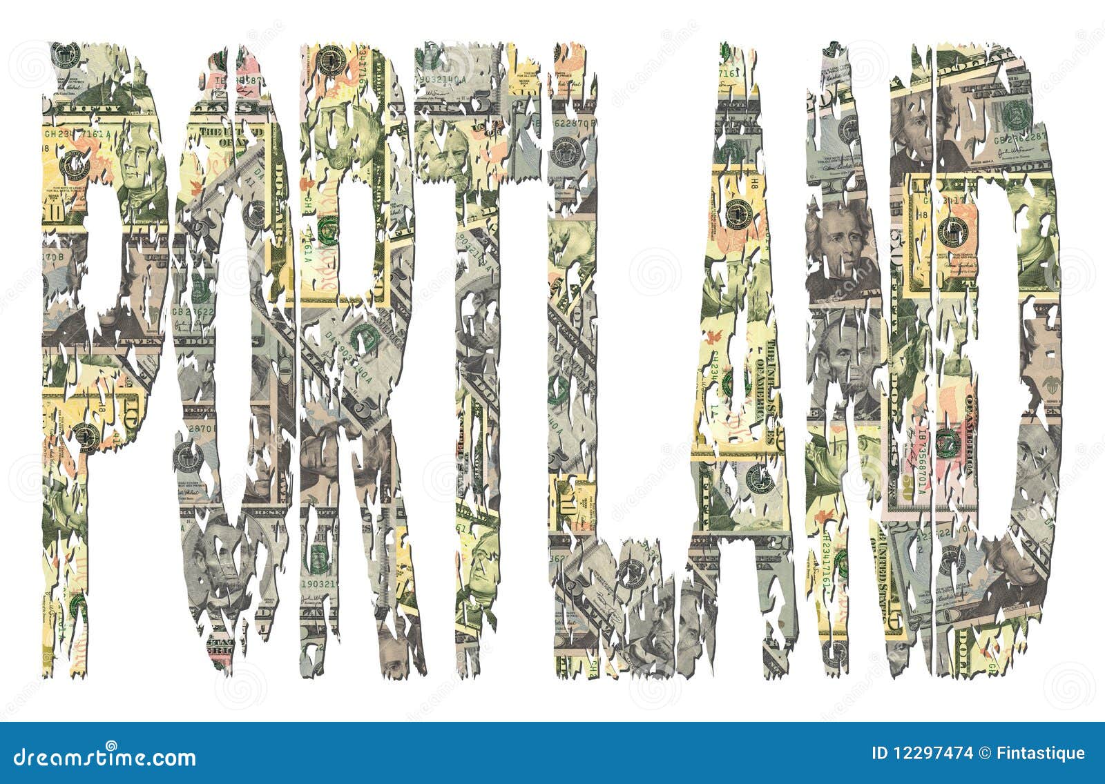 Portland Grunge Text with Dollars Stock Illustration - Illustration of ...