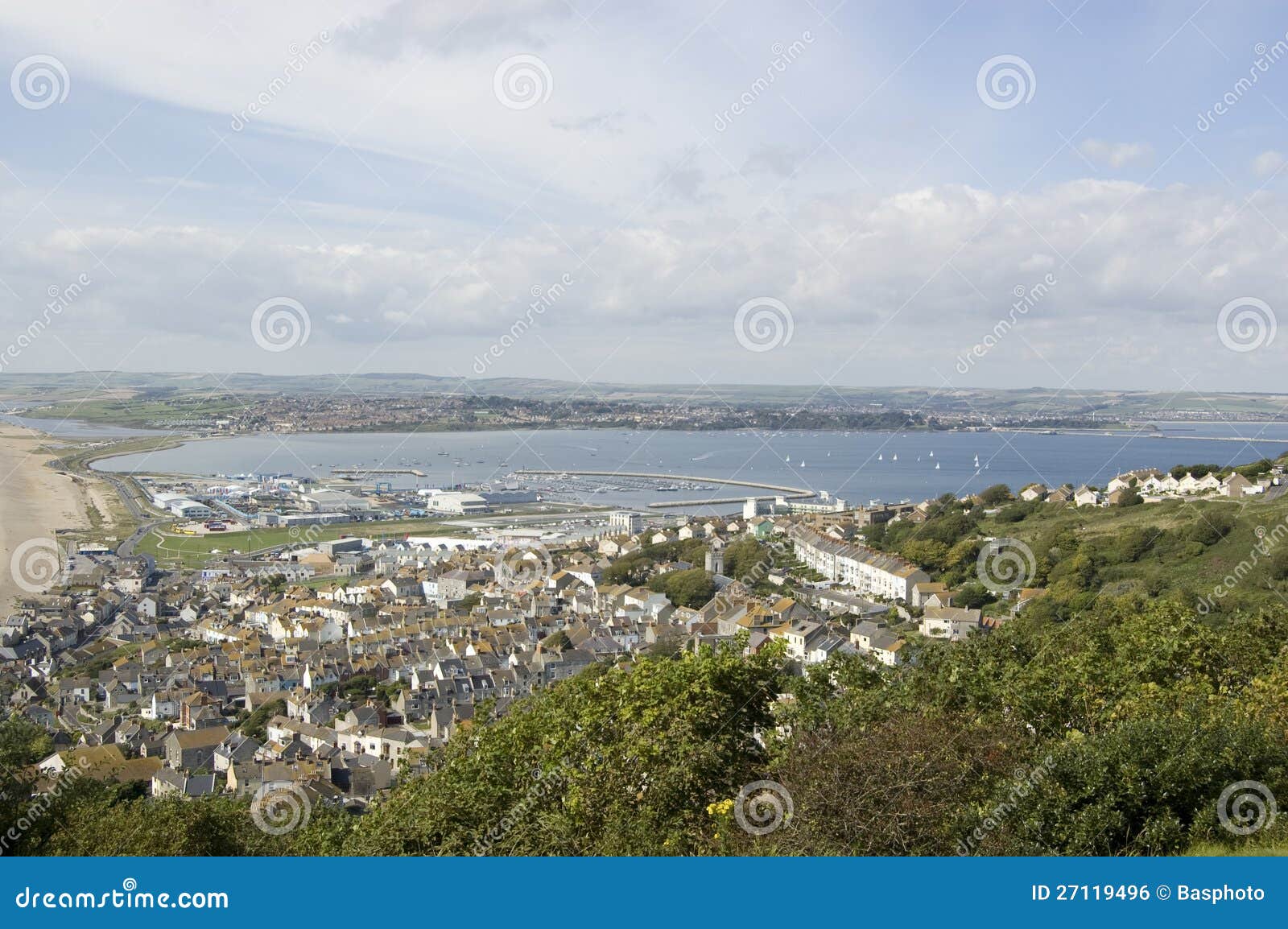 Portland Harbour View from Above Stock Photo - Image of channel, homes ...