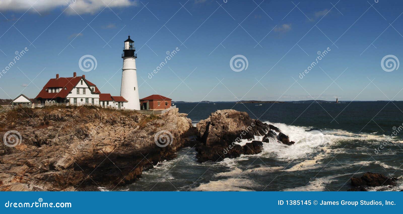 Portland Head Lighthouse stock image. Image of rocks, waves - 1385145