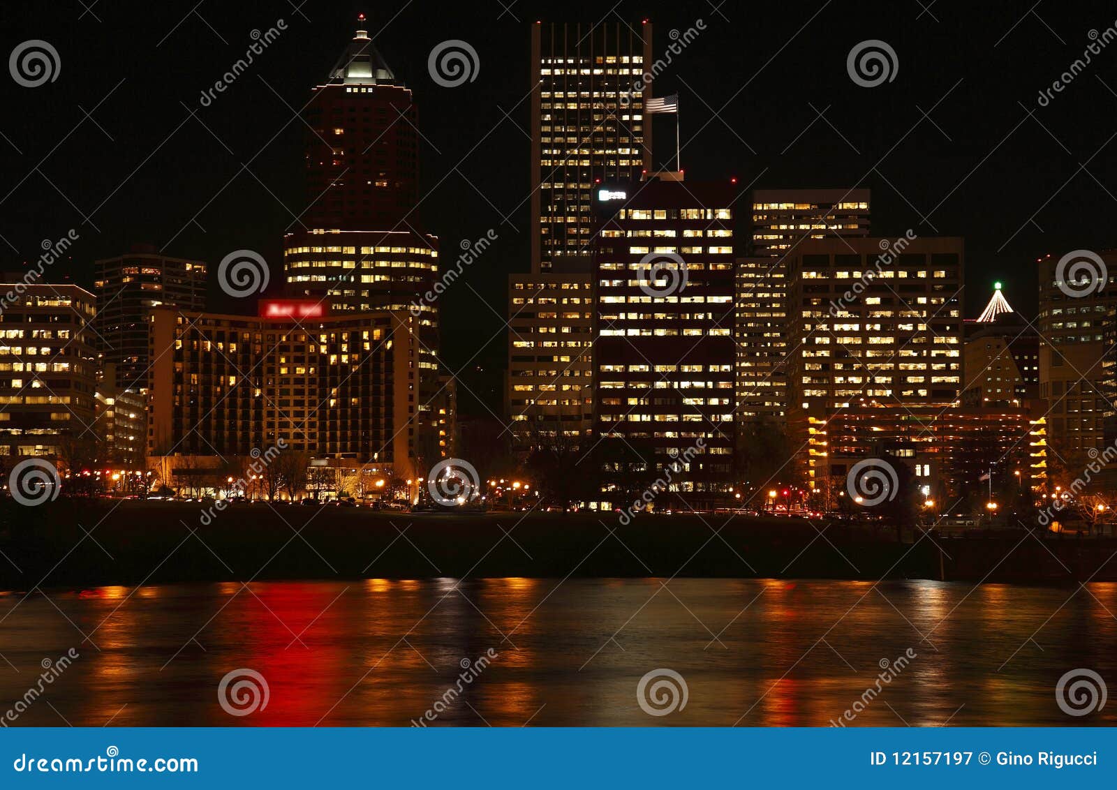 Portland at night. stock image. Image of hotels, downtown - 12157197