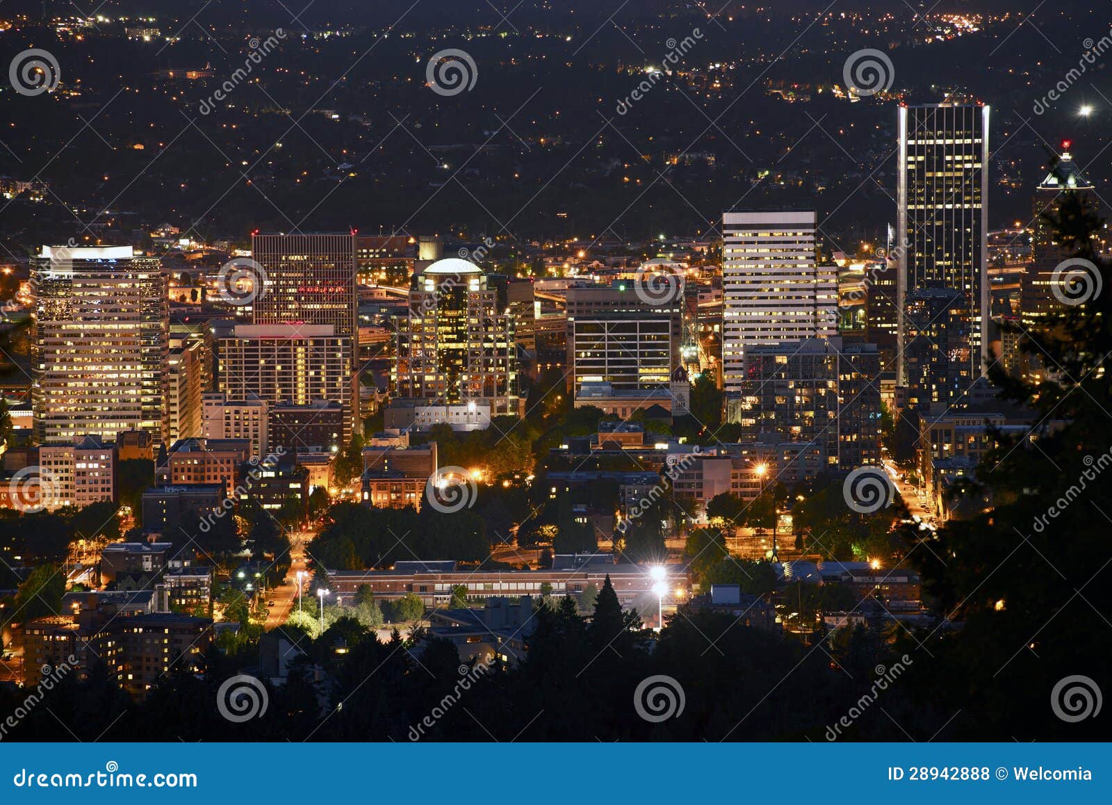Portland at Night stock photo. Image of downtown, scenery - 28942888