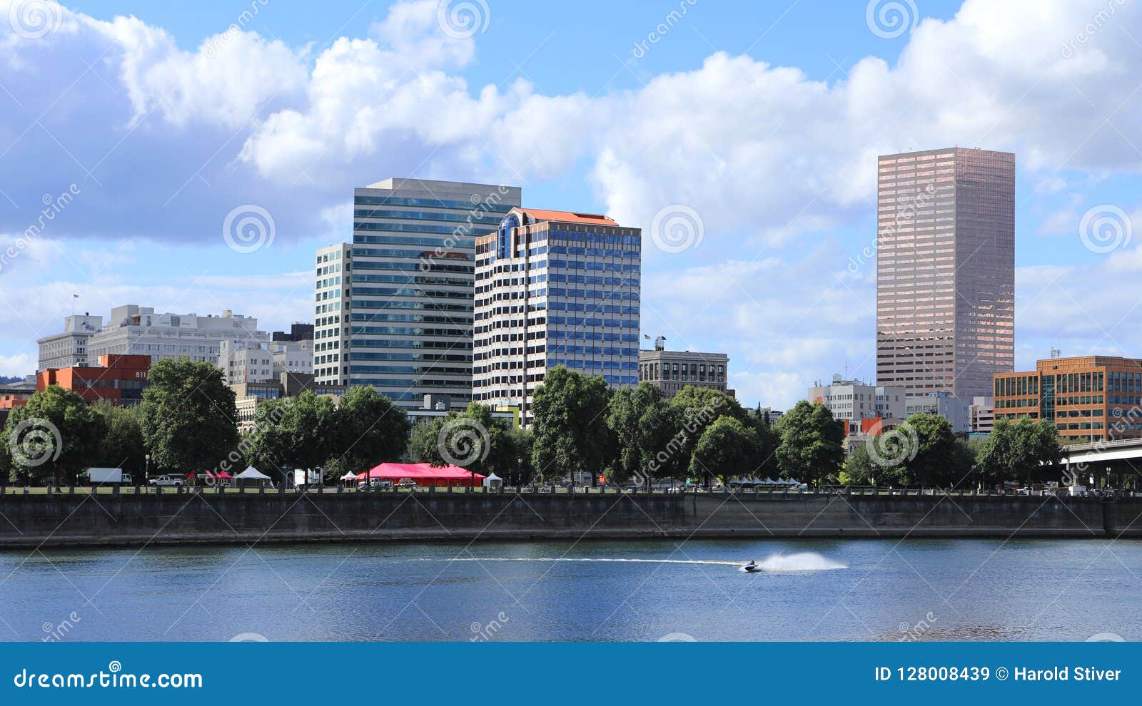 Portland, Oregon on a Beautiful Day by the River Stock Image - Image of ...