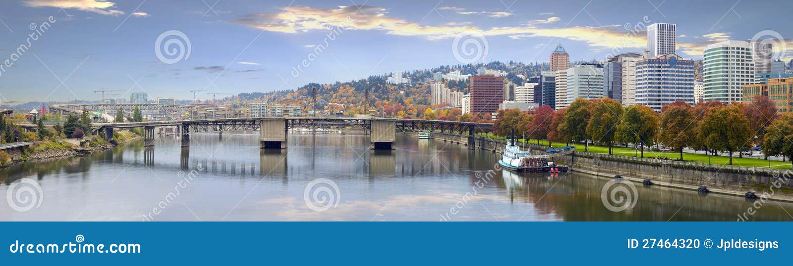 Portland Oregon Downtown Skyline and Bridges Stock Photo - Image of ...