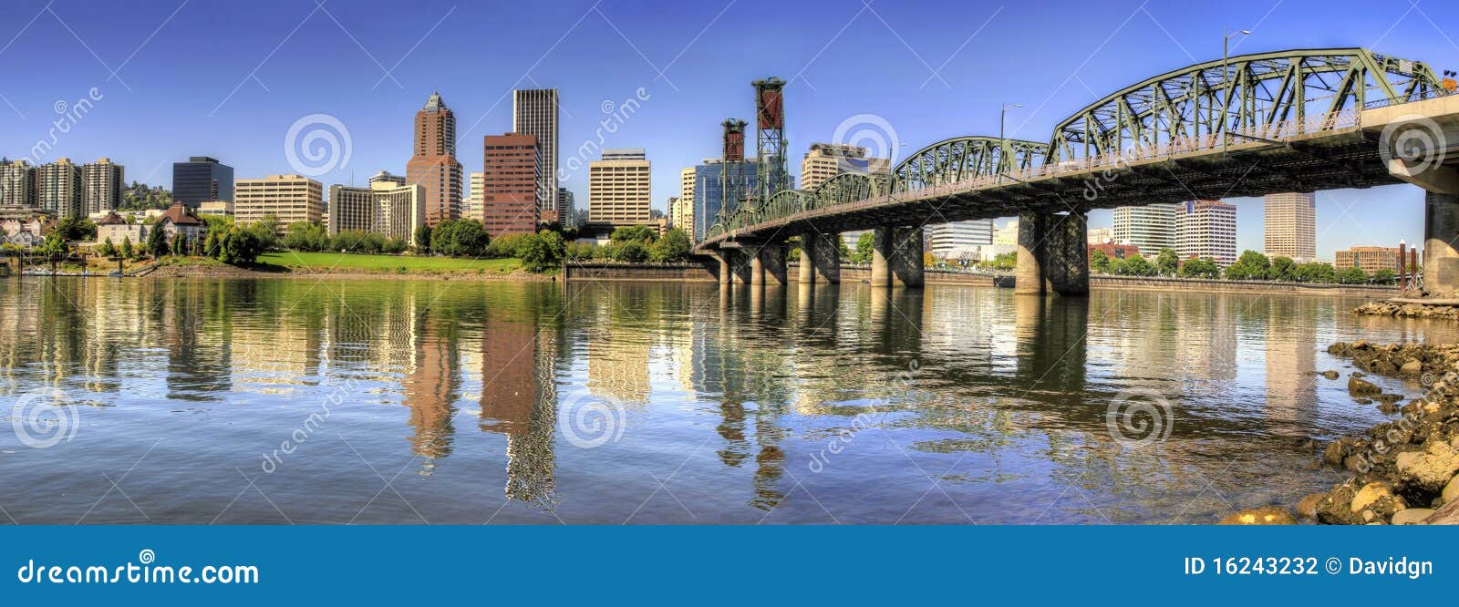 Portland Oregon Downtown Skyline Panorama Stock Photo - Image of travel ...