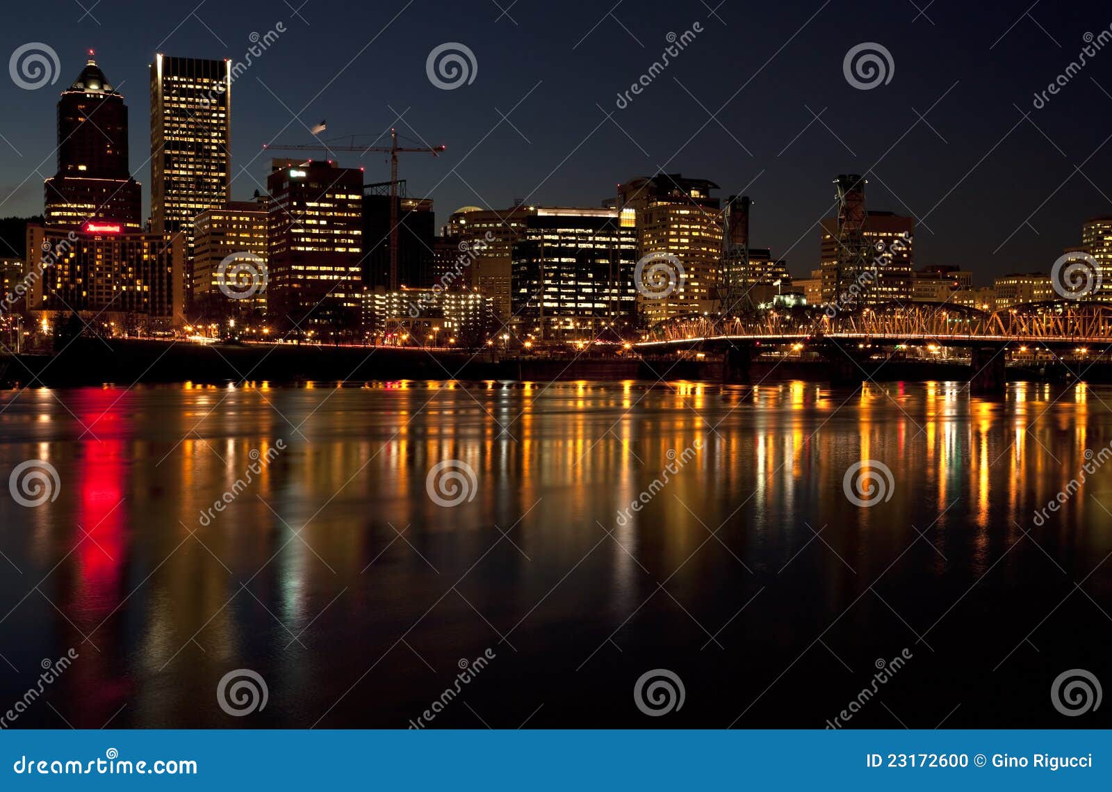 Portland Oregon at night. stock photo. Image of metropolitan - 23172600
