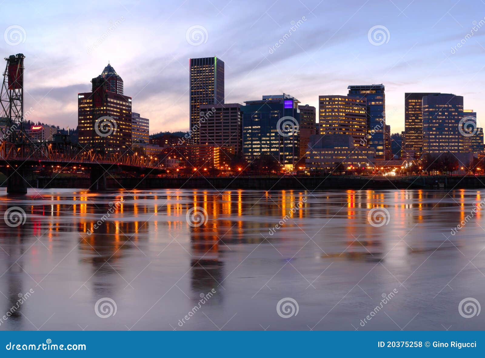 Portland Oregon Skyline at Dusk. Stock Photo - Image of river, area ...