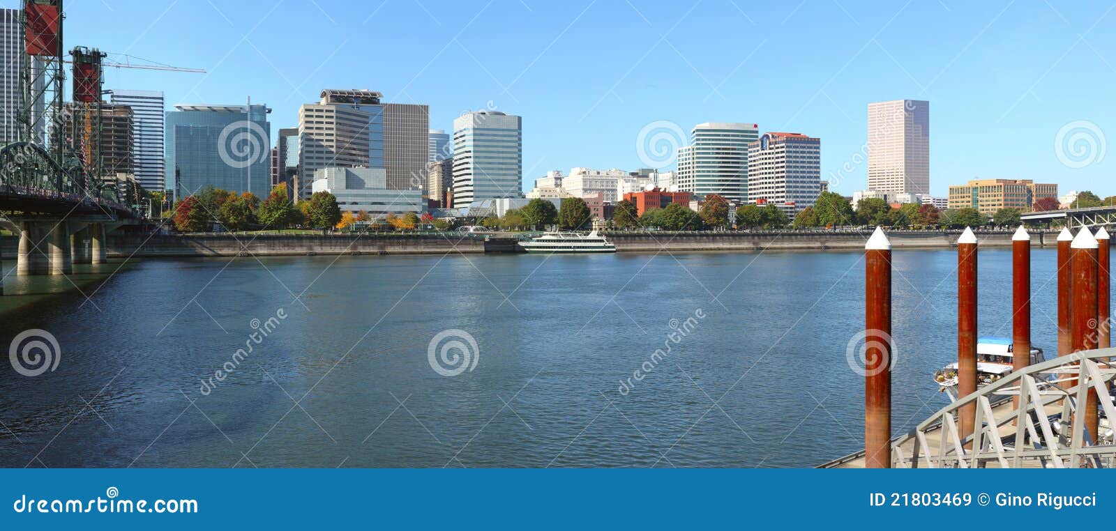 Portland Oregon Skyline Panorama. Stock Image - Image of promenade ...