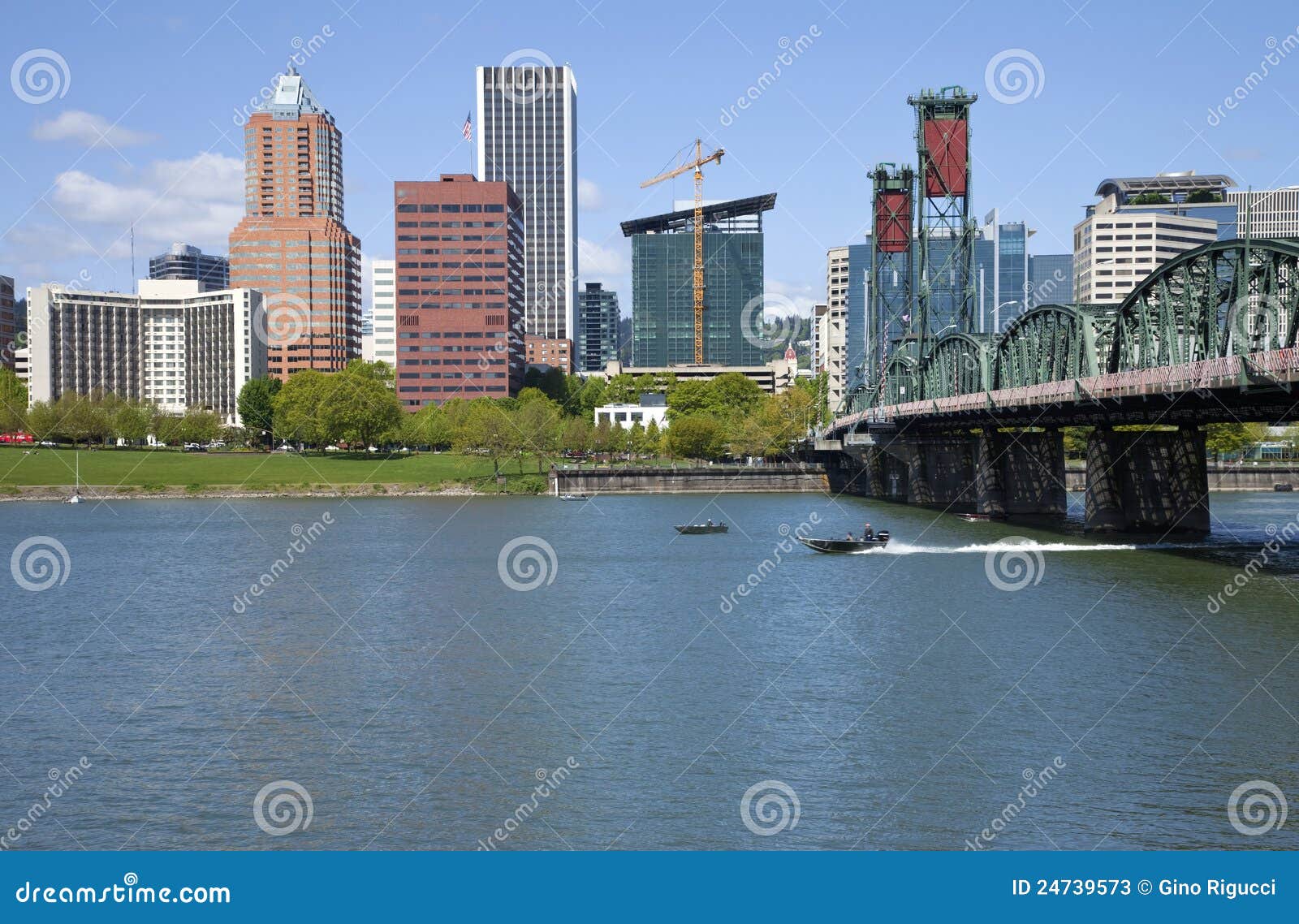 Portland Oregon Skyline, in Spring. Stock Image - Image of ...