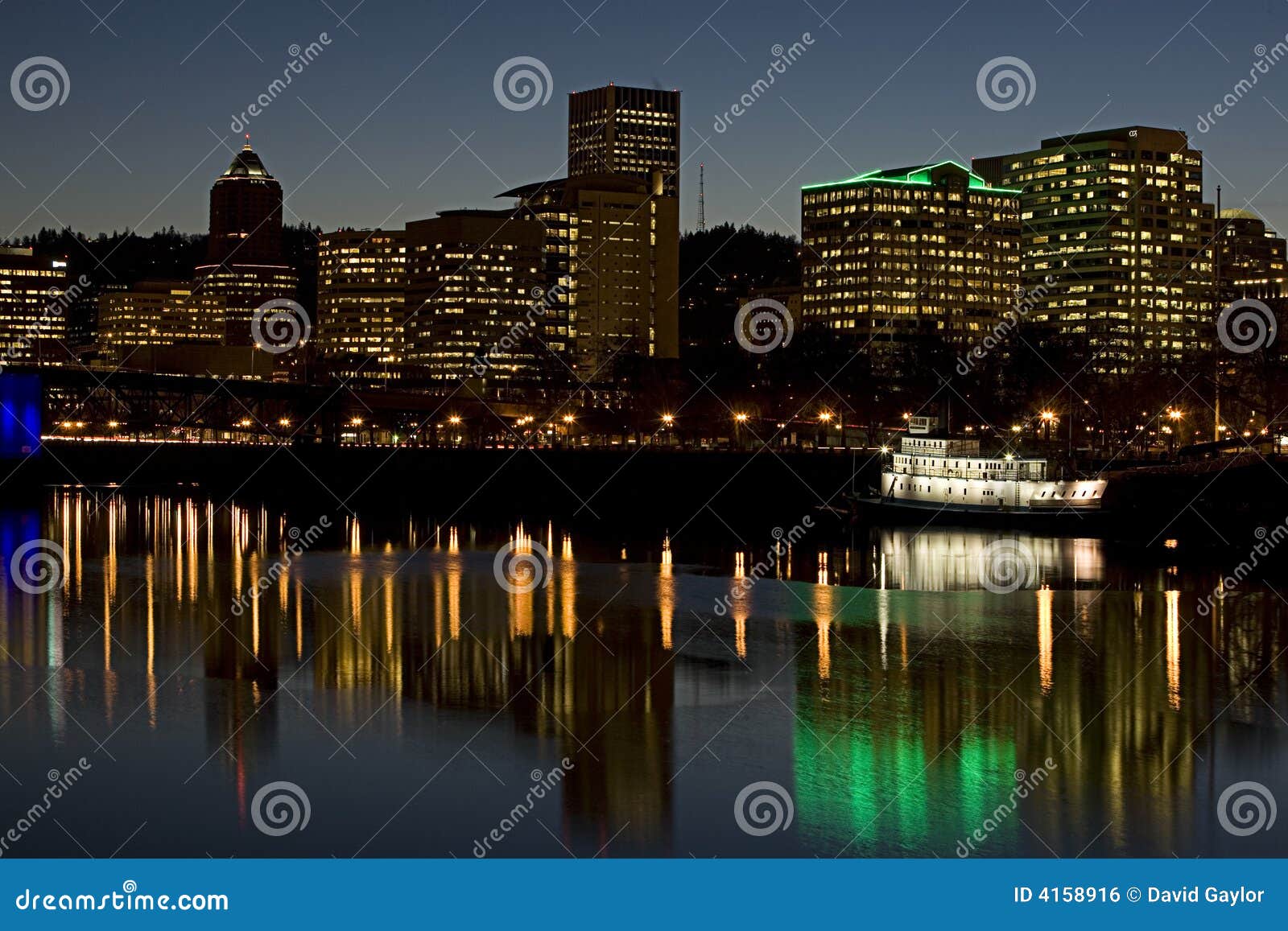 Portland Oregon waterfront stock photo. Image of cityscape - 4158916