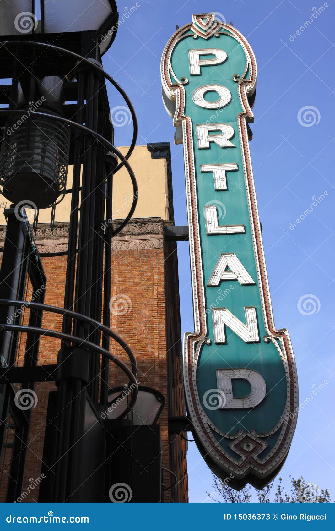 Portland sign. stock image. Image of historical, light - 15036373