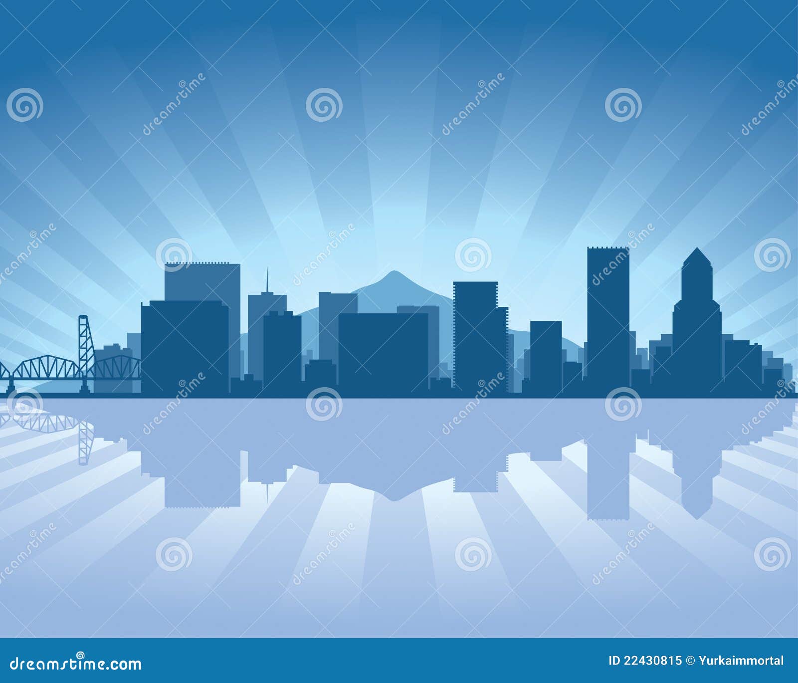 Portland Skyline At Sunrise Illustration Cartoon Vector | CartoonDealer ...
