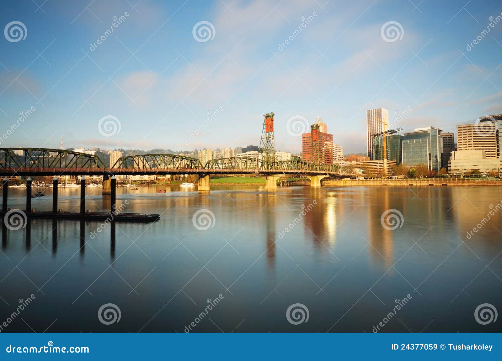 Portland Skyline and Beautiful Sky Stock Image - Image of bank, clear ...