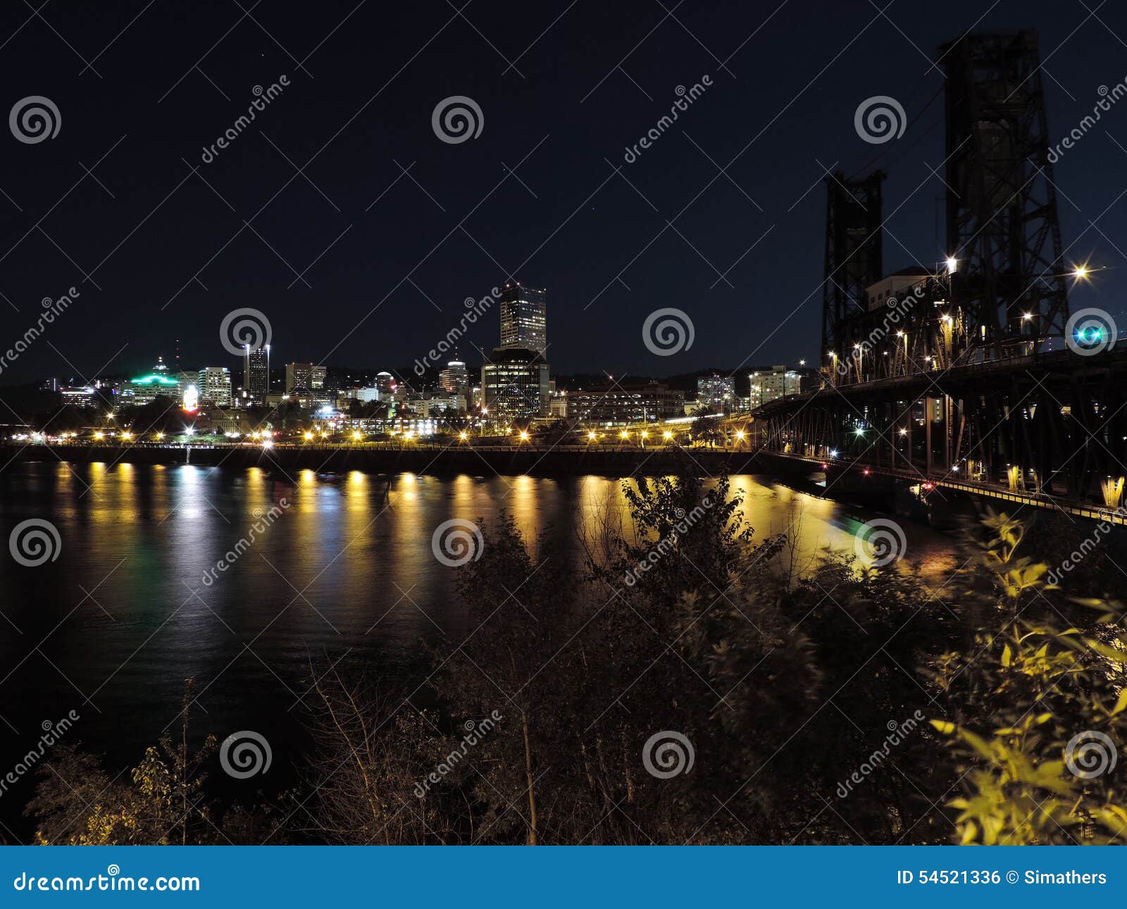 Downtown Portland Oregon City Skyline at Night Stock Photo - Image of ...