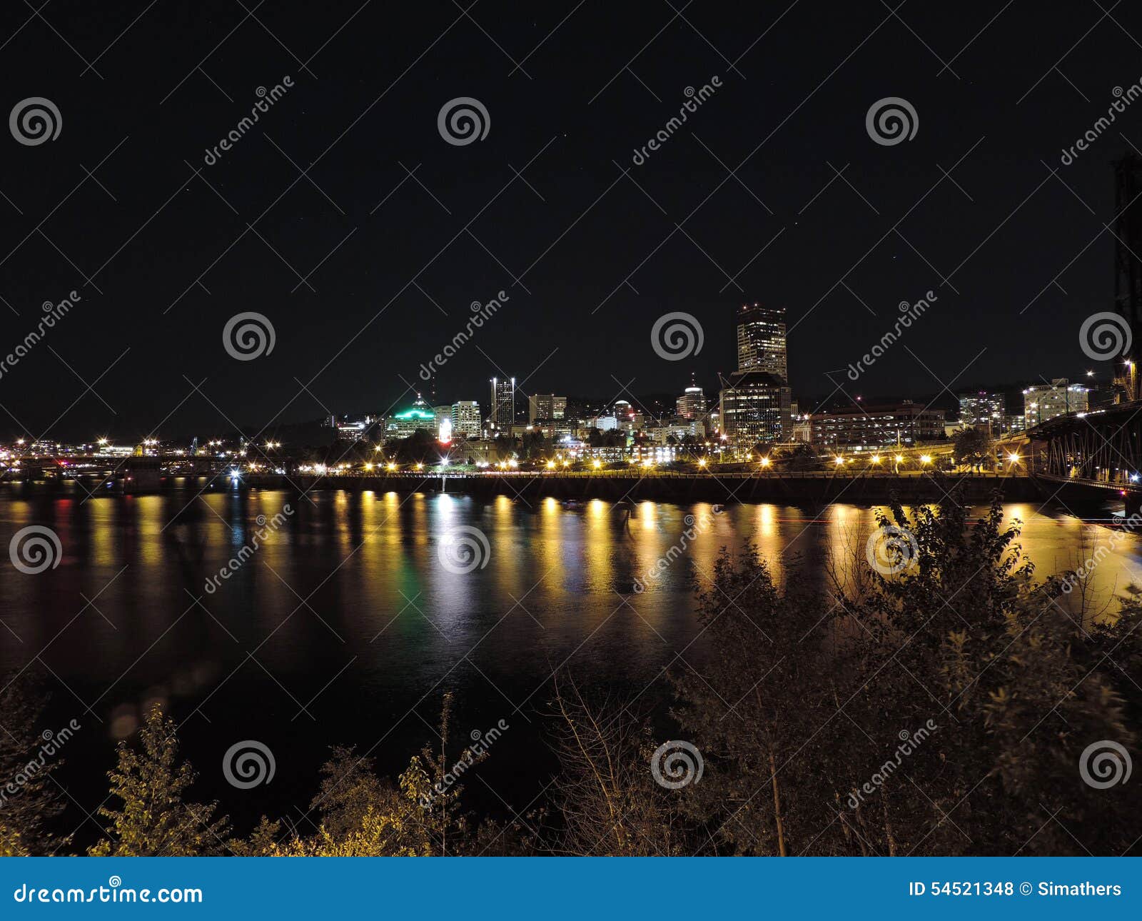 Downtown Portland Oregon City Skyline at Night Stock Photo - Image of ...
