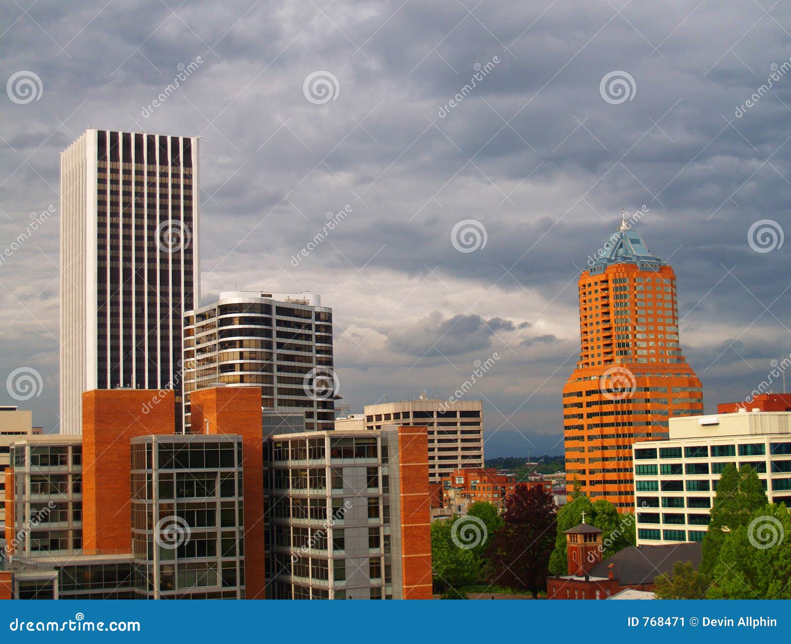 Portland Skyscrapers stock image. Image of glass, wells - 768471