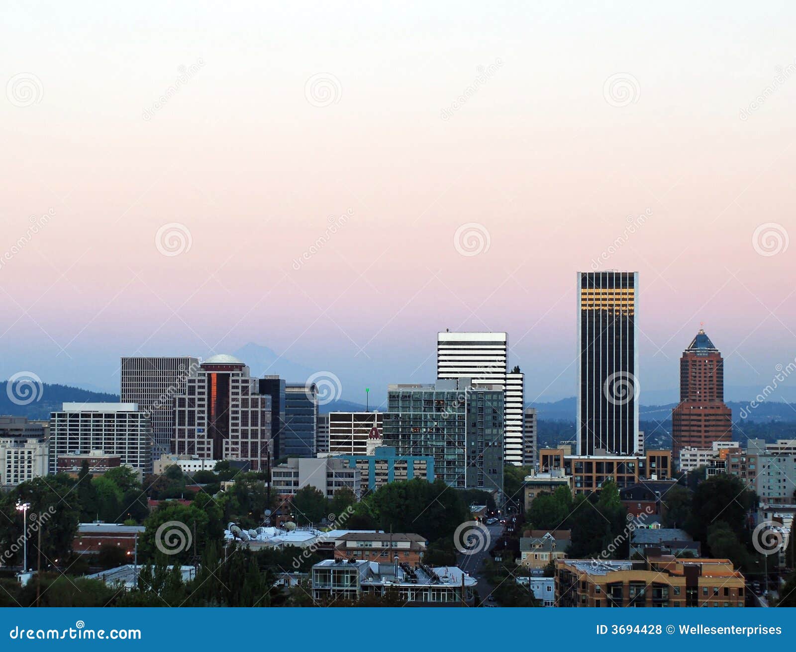 Portland Sunset stock photo. Image of downtown, office - 3694428