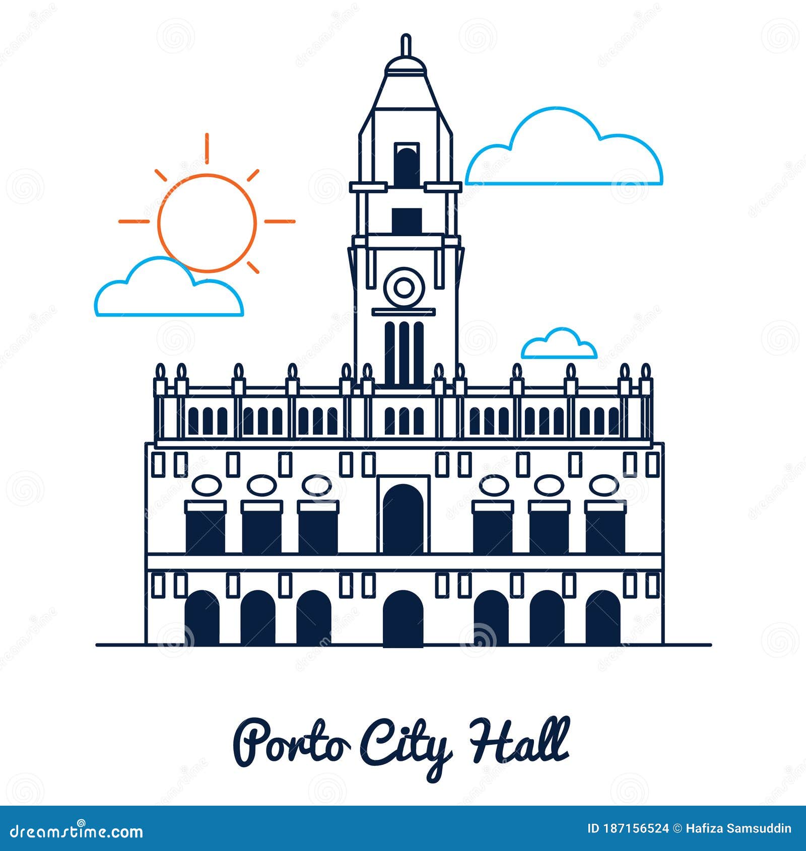 Porto City Hall. Vector Illustration Decorative Design Stock Vector ...