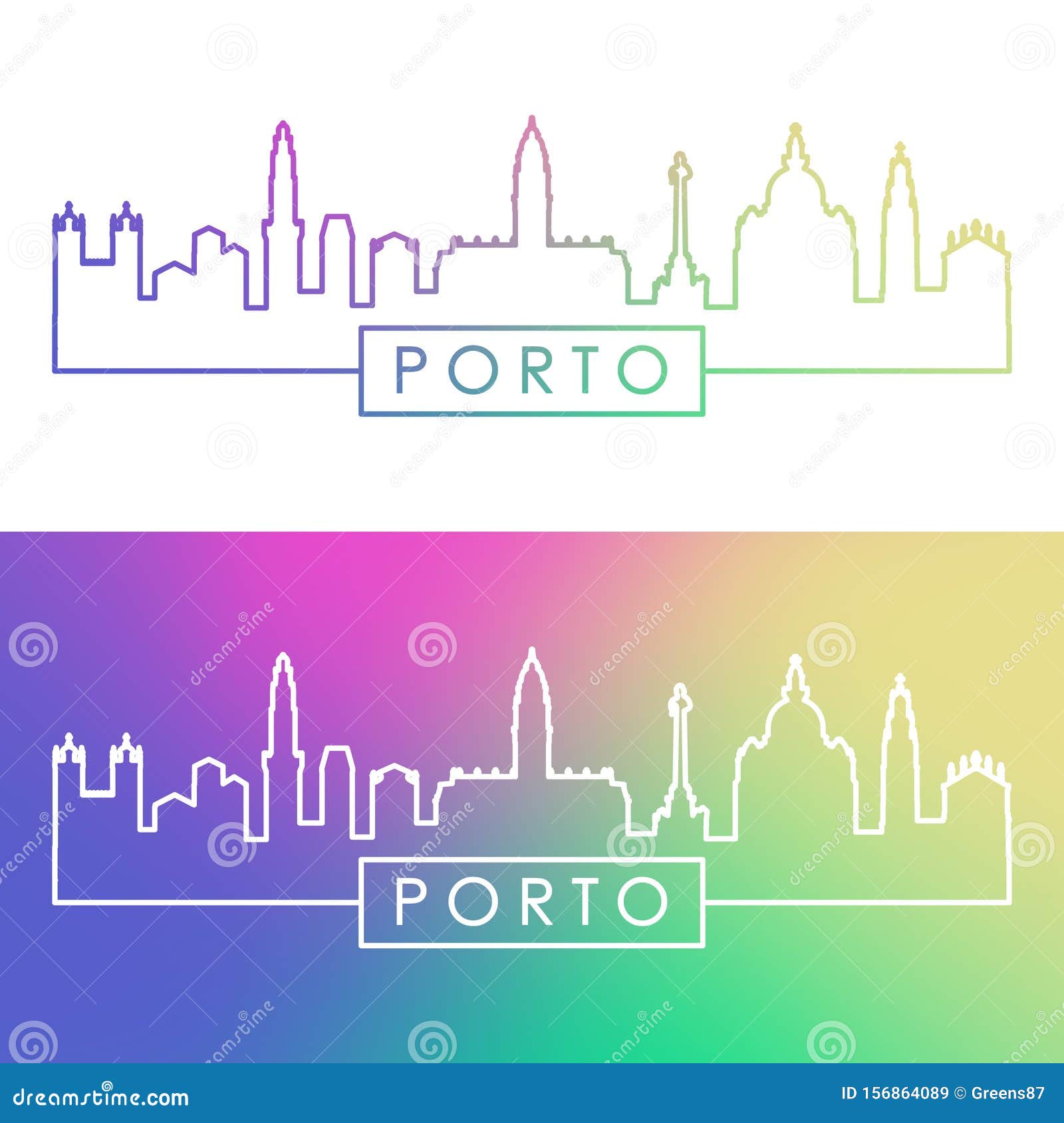 Porto City Skyline. Colorful Linear Style Stock Vector - Illustration ...