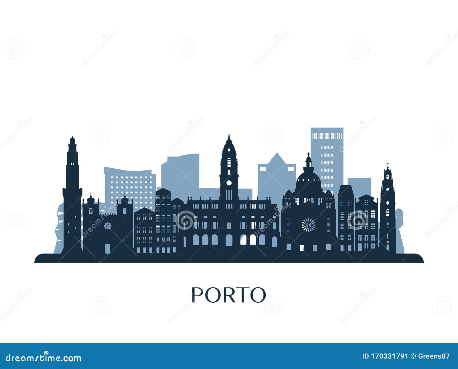 Porto Skyline Horizontal Banner. Vector Illustration | CartoonDealer ...