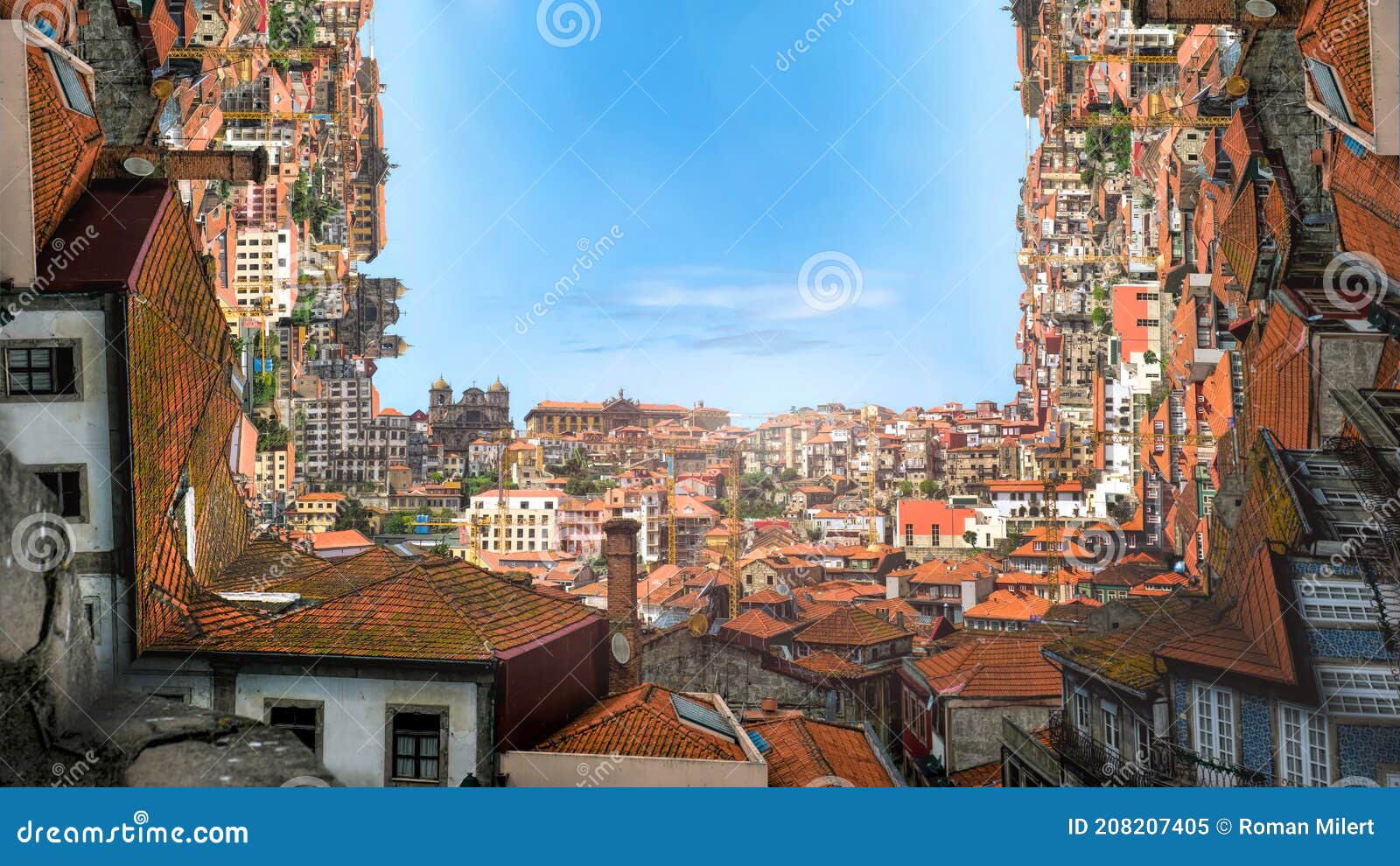 Porto Townhouses with Bending Perspective Effect Stock Image - Image of ...