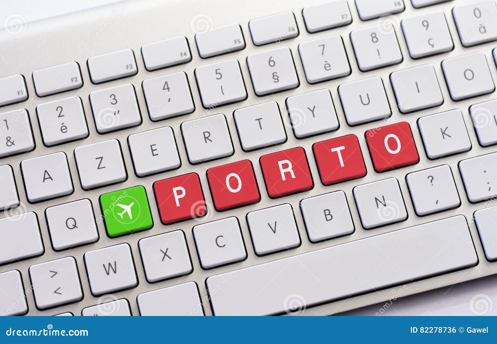 PORTO Writing on White Keyboard with a Aircraft Sketch Stock Photo ...