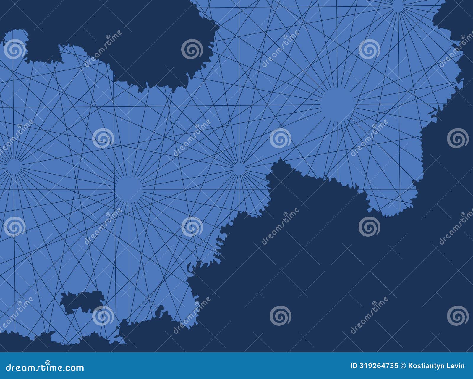 Portolan Map, Two Continents and a Sea Stock Vector - Illustration of ...