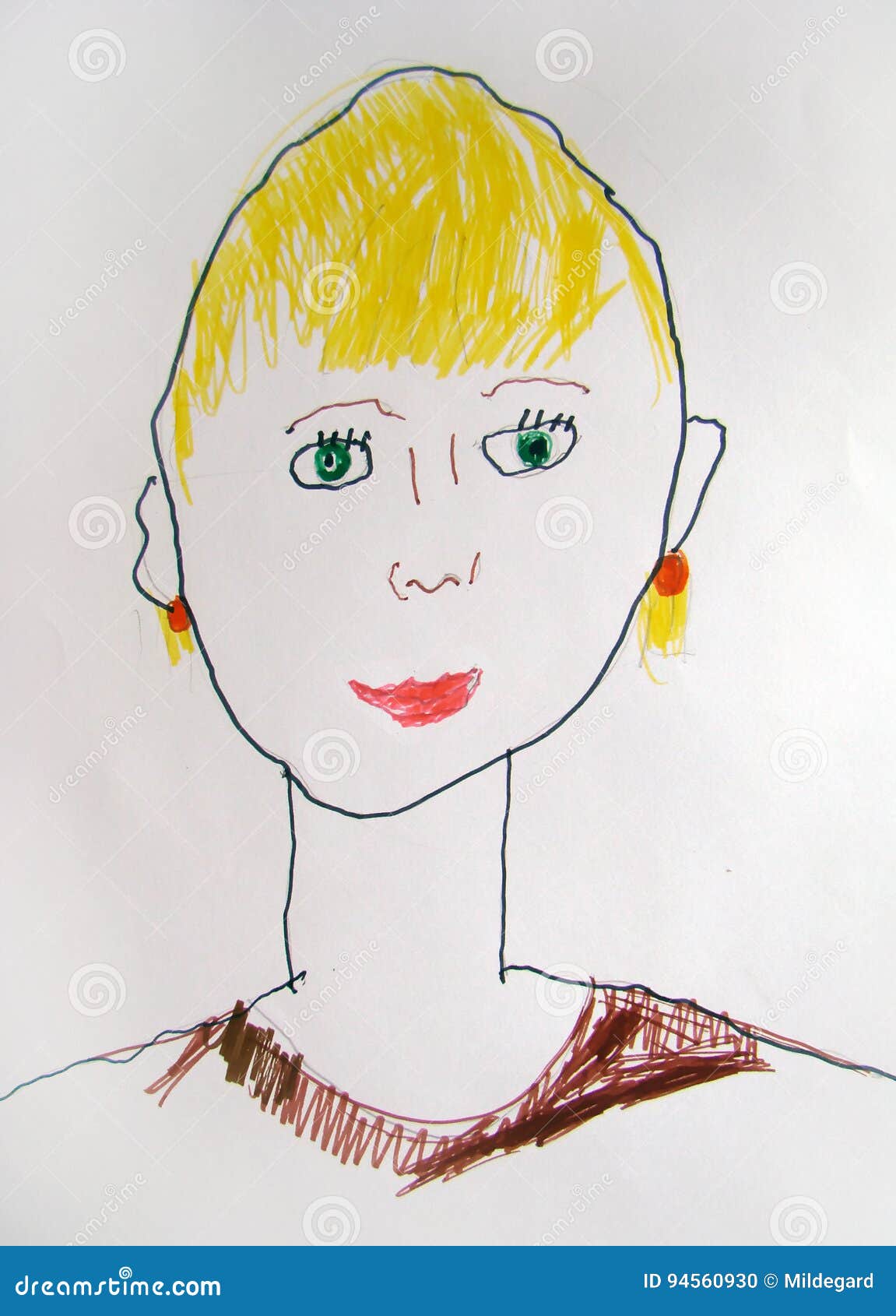 Porträt Gezeichnet Vom Kind Stock Abbildung - Illustration von papier ...